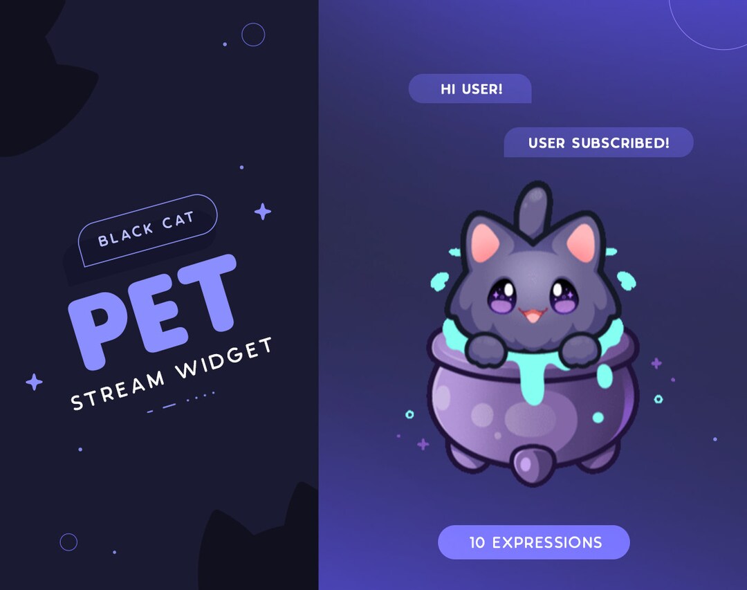 Black Cat Stream Pet | Halloween Animated Cat Mascot Widget for ...