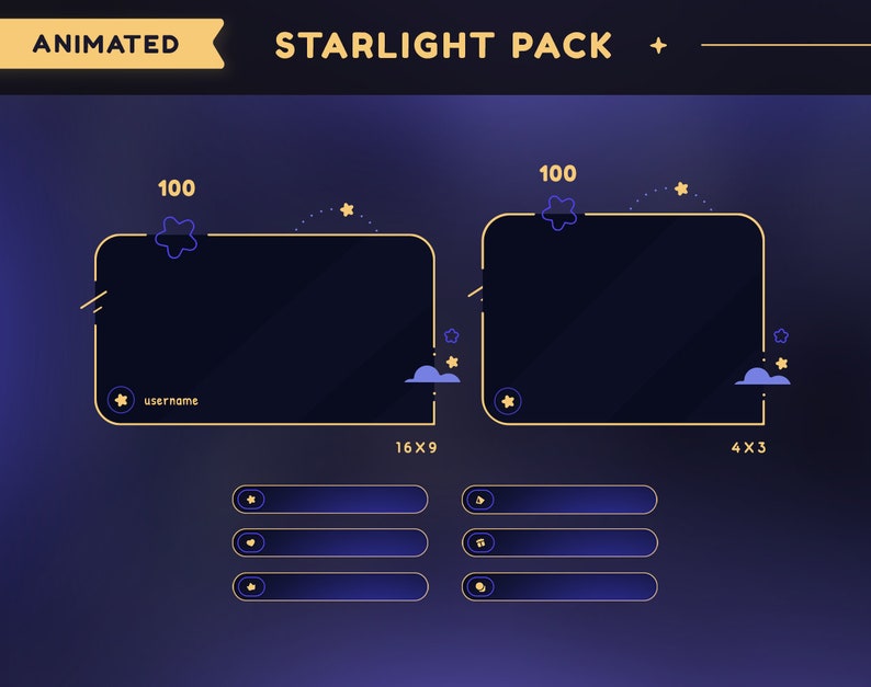 Starlight Animated Twitch Pack | Starry Night Sky Moon Cozy Streamer ...