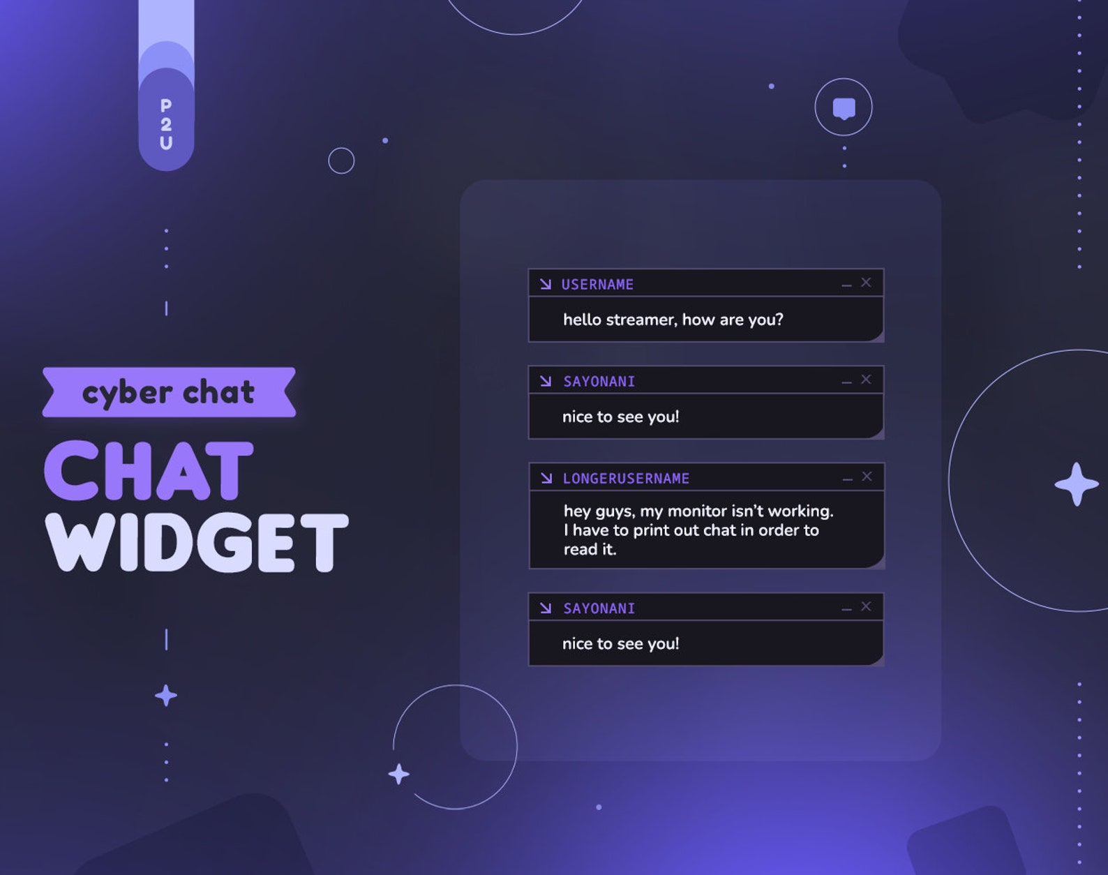 Cyber Twitch Chat Widget | Purple Retro Browser Custom Chatbox for ...