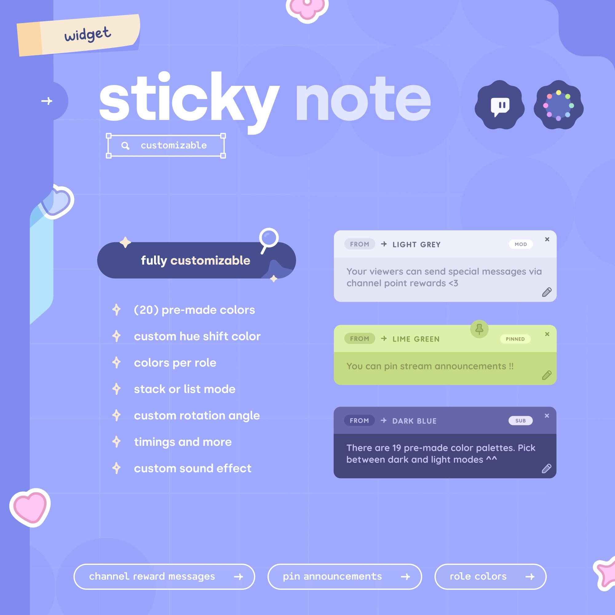 Sticky Note Widget Chat Messages & Announcements • Channel Rewards ...