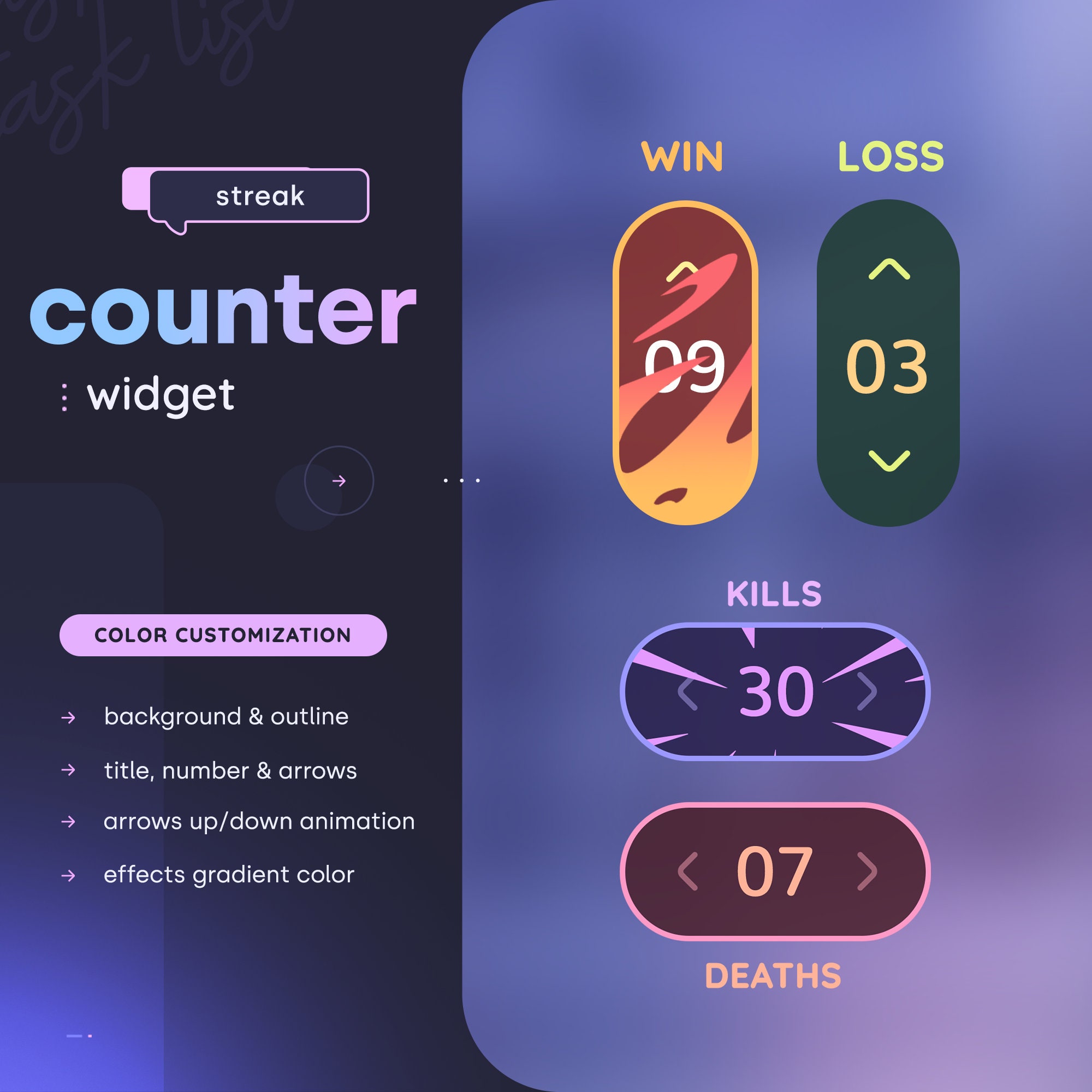 Counter Widget — (6) Streak Effect Animations • Count Anything // Wins ...