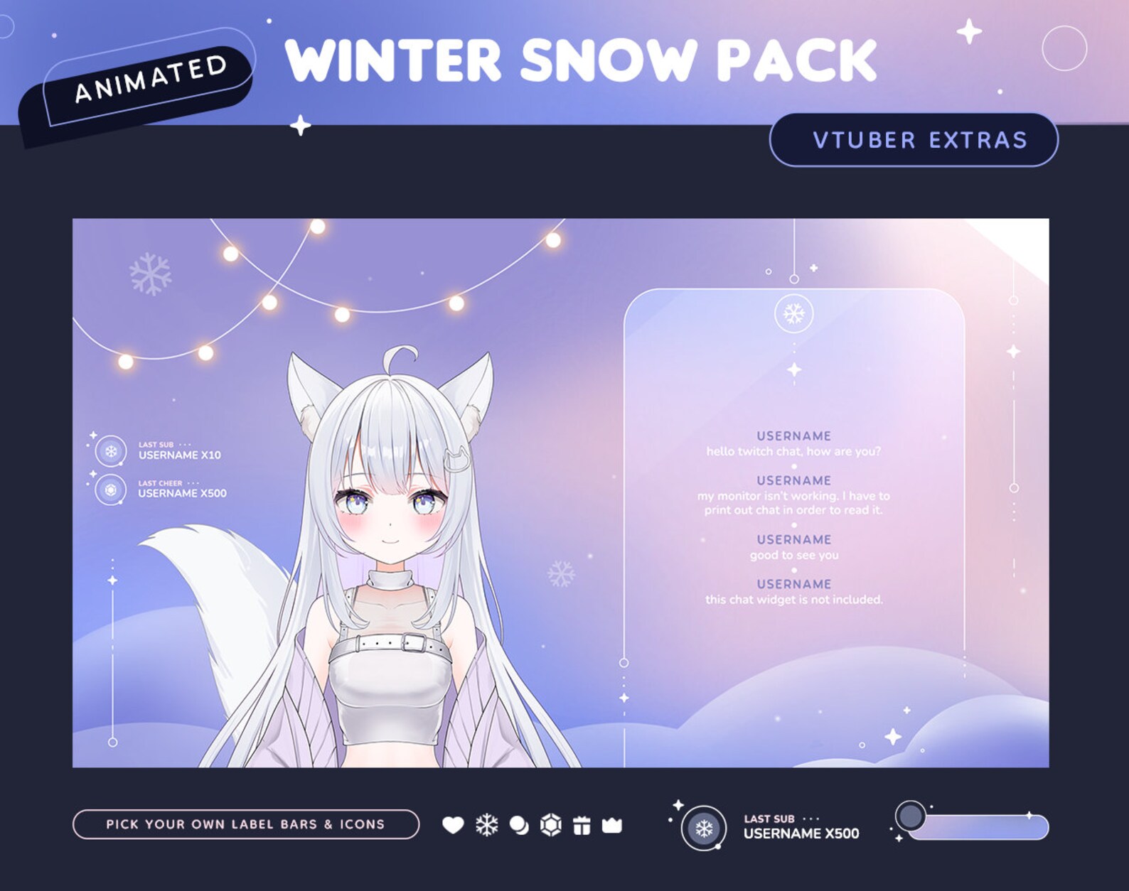 Winter Snow Animated Twitch Pack | Soft Aesthetic Christmas Streamer ...