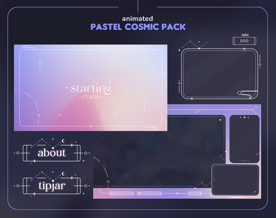Pastel Cosmic Twitch Pack | Animated Minimal Astrology Stars Streamer ...