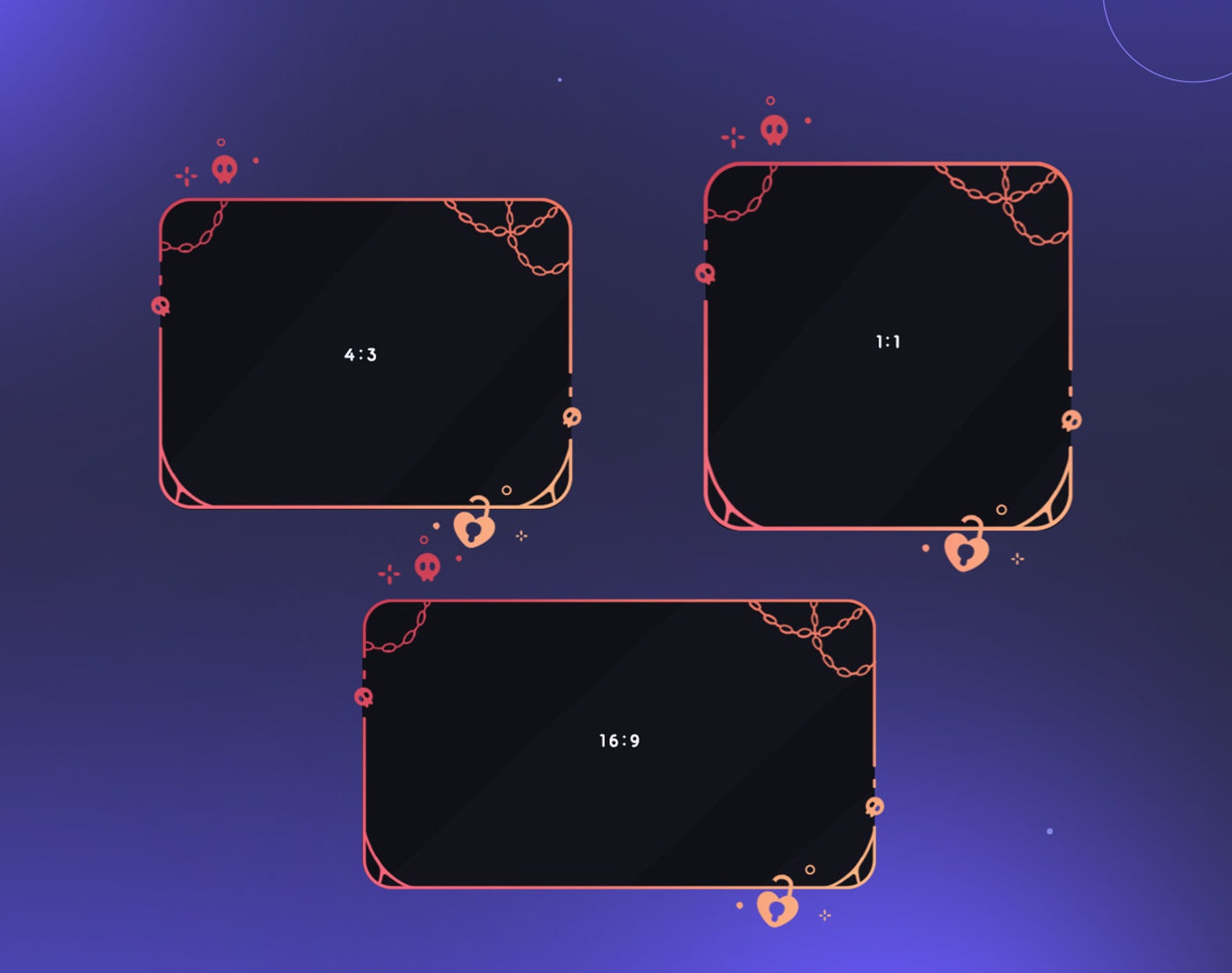 Halloween Animated Gradient Skull Webcam Frames | 3 Spooky Chains Red ...