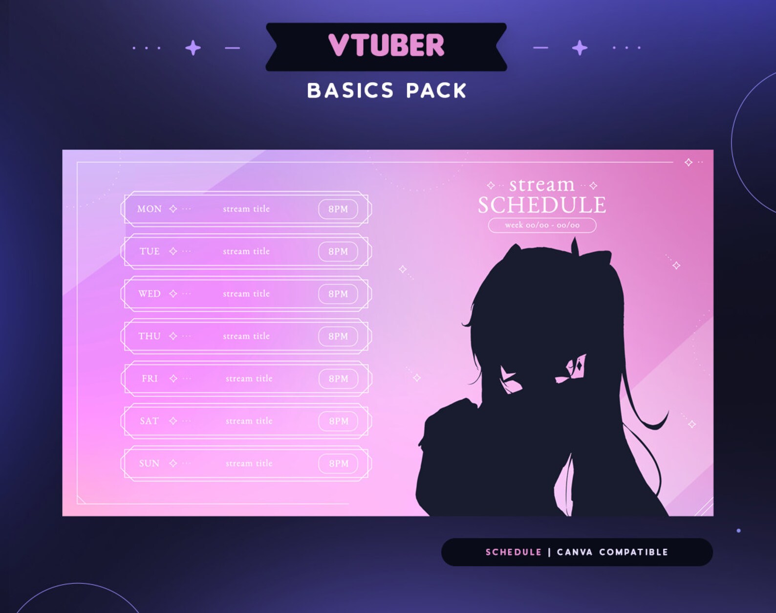 Pink Star Vtuber Overlay Pack Celestial Star Guardian Vtuber - Etsy