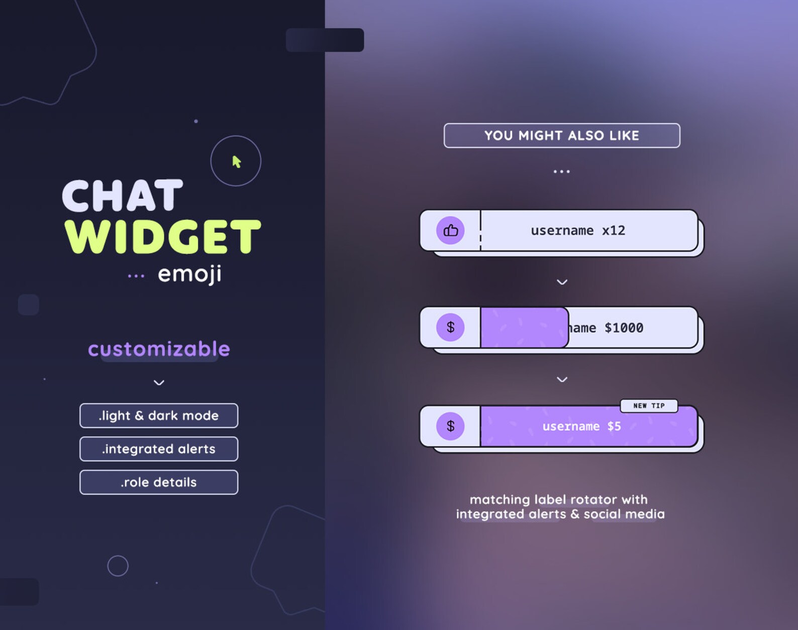 Emoji Chat Widget With Alerts — Light & Dark Animated Customizable ...