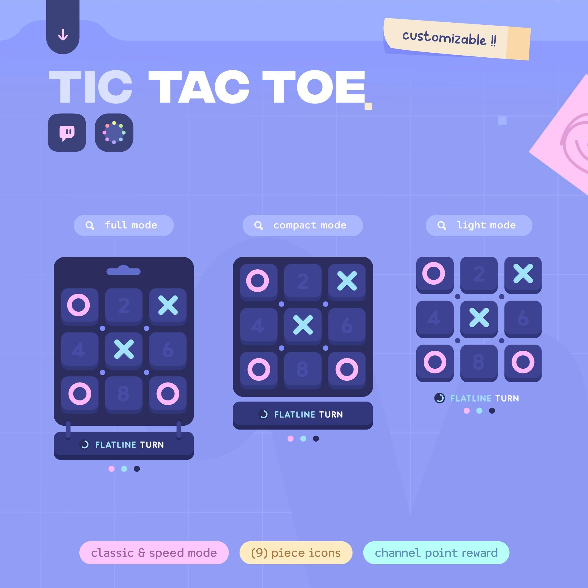 Tic Tac Toe Widget Classic & Speed Mode • (9) Piece Icons • Channel ...