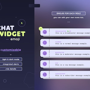 Emoji Chat Widget With Alerts Light & Dark Animated Customizable Custom ...