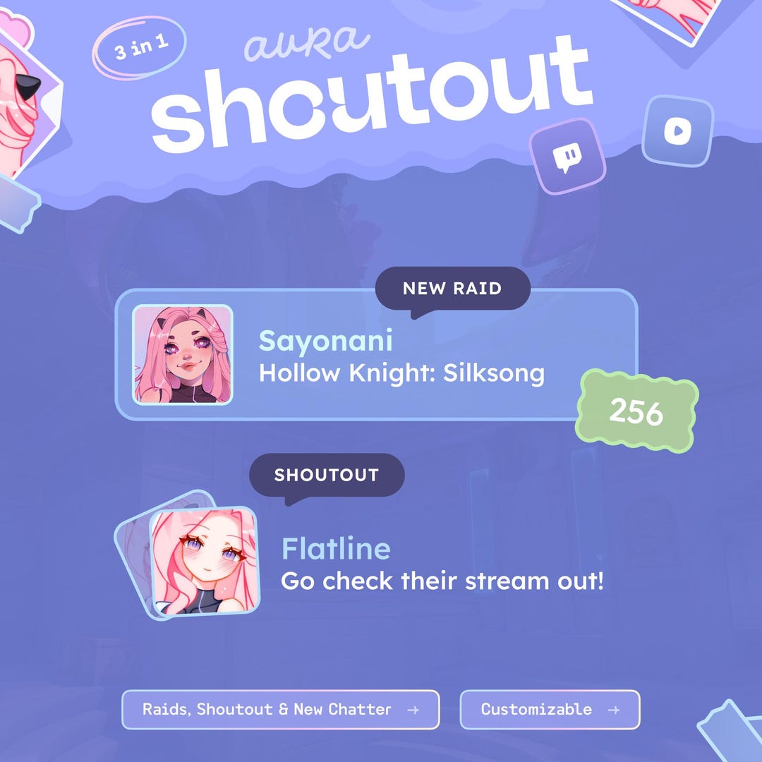 Aura Shoutout Widget Reacts to Raids, New Chatters, Friends & Command ...