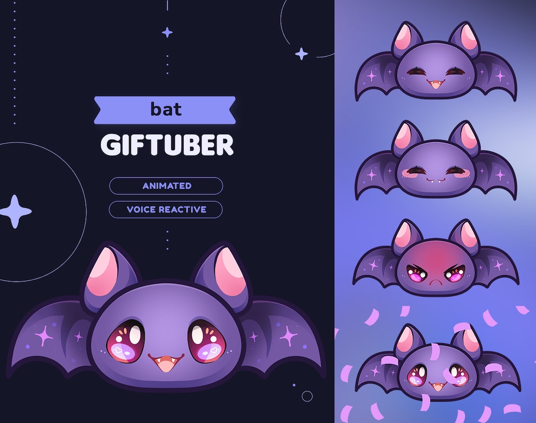 Bat Giftuber Model | Cute Stream Mascot 5 Expressions OBS and Discord ...