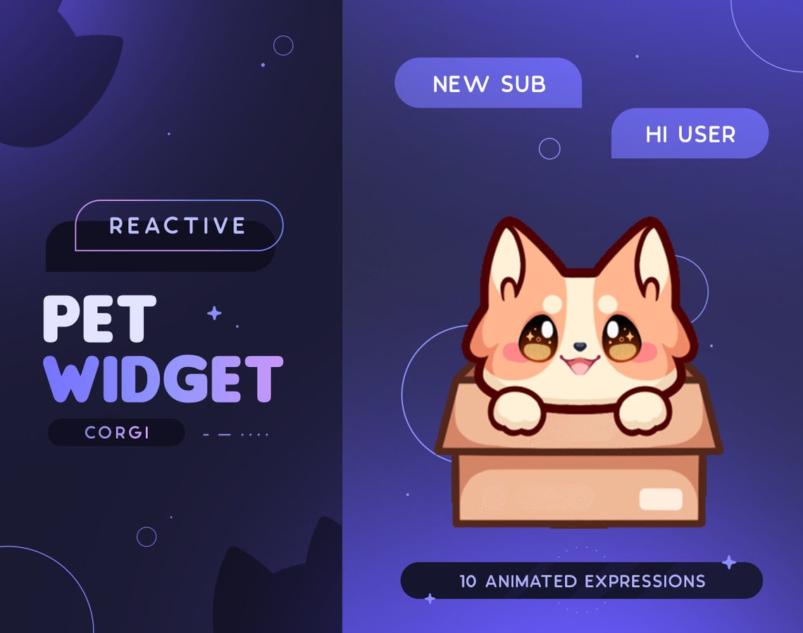 Corgi Dog Stream Pet | Cute Animated Dog Inside Box Mascot Twitch ...