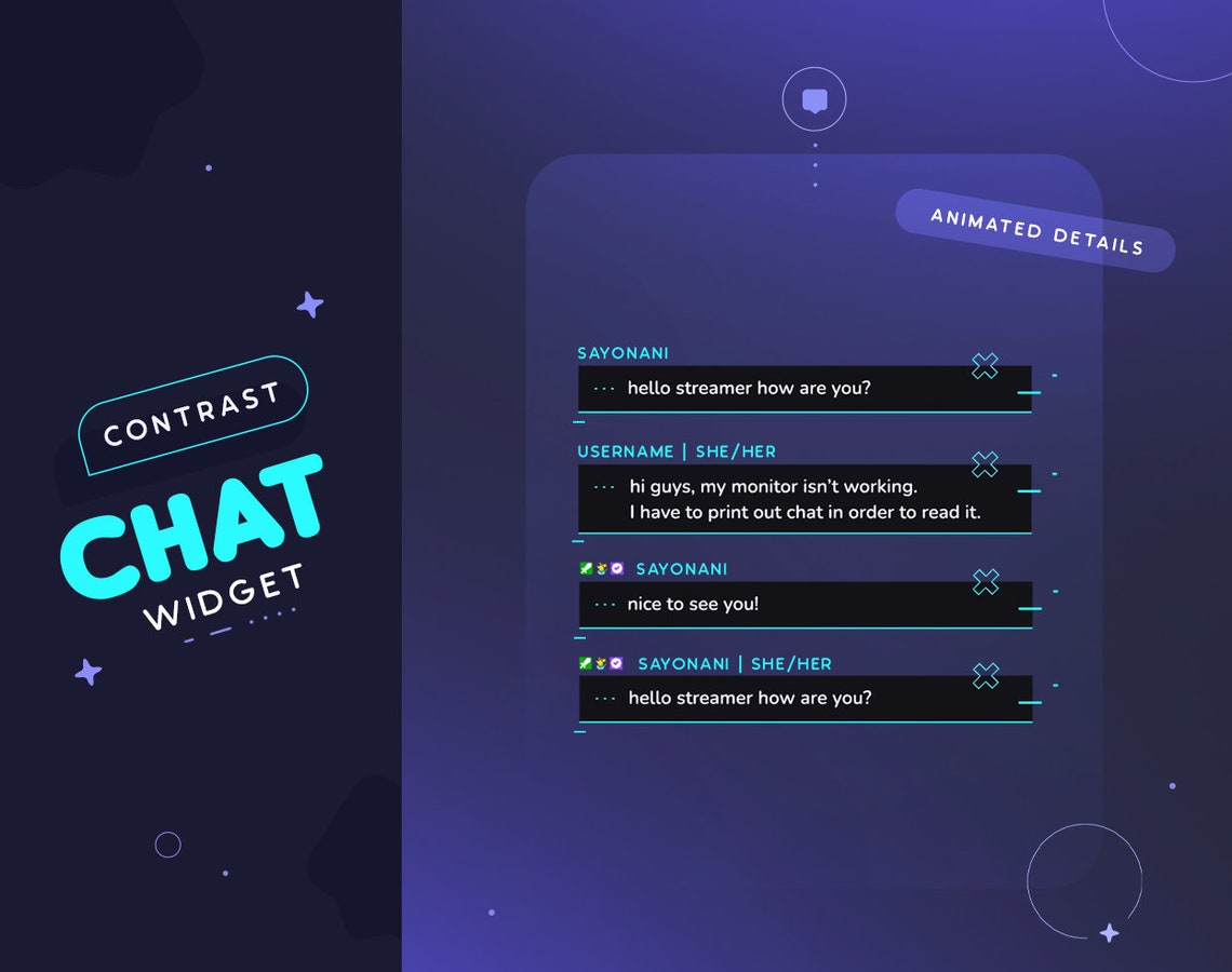 Contrast Twitch Chat Widget | Animated Minimal Customizable Chatbox for ...