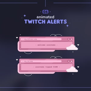 Pink Retro Twitch Animated Alerts || 6 Aesthetic Browser Window ...