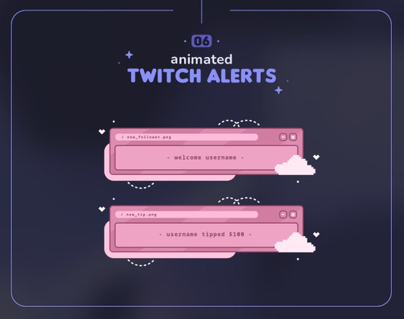 Pink Retro Twitch Animated Alerts 6 Aesthetic Browser | Etsy
