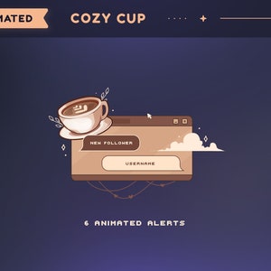 Cozy Cup Animated Twitch Pack | Comfy Lo-fi Coffee Cup Streamer Package ...