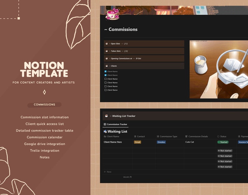 Cozy Notion Template for Content Creators & Artists - Etsy