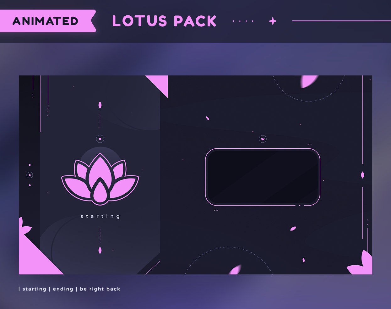 Lotus Animated Twitch Pack | Pink Lotus Flower Streamer Package ...