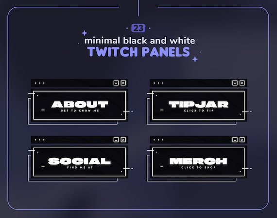Black & White Minimal Twitch Panels 23 Dark Theme Minimal - Etsy