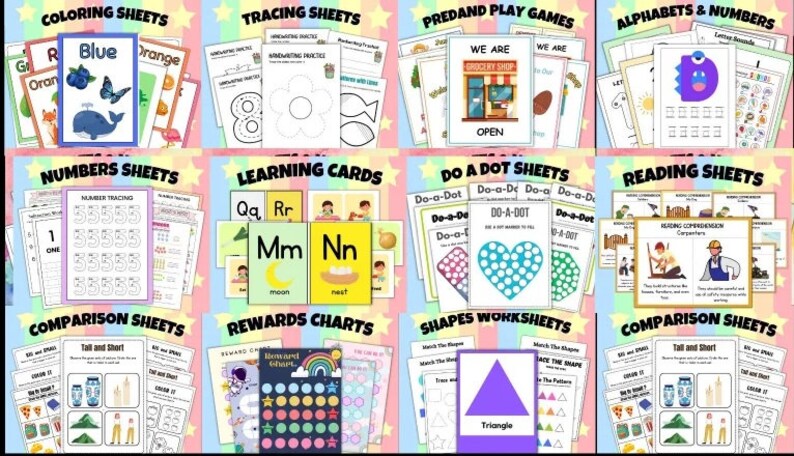 Preschool Pre-k Kindergarten Learning Bundle, Activity Worksheets ...