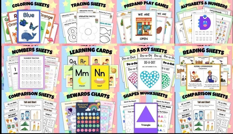 Preschool Pre-k Kindergarten Learning Bundle, Activity Worksheets ...