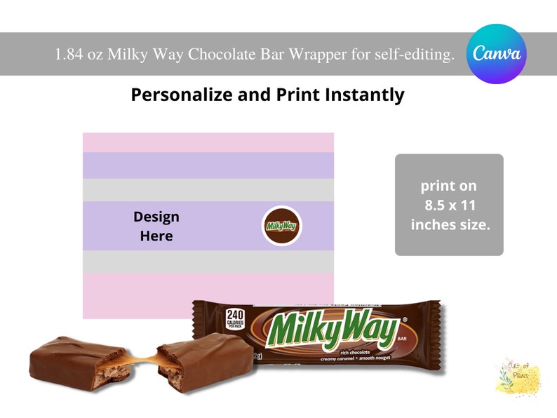 Chocolate Milky Way 1.84 Oz Label Template Candy Wrapper - Etsy