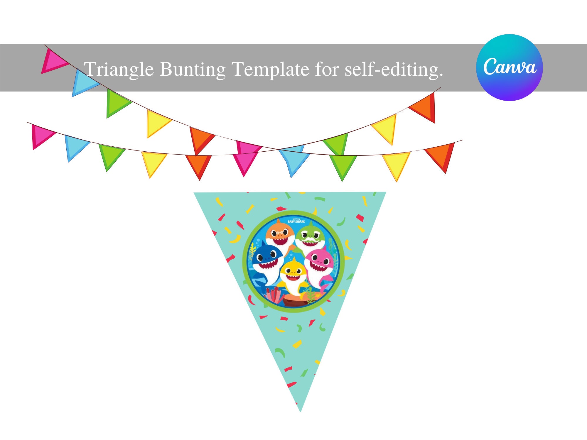 Paper & Party Supplies Bunting Banner Template DIY custom party banner ...