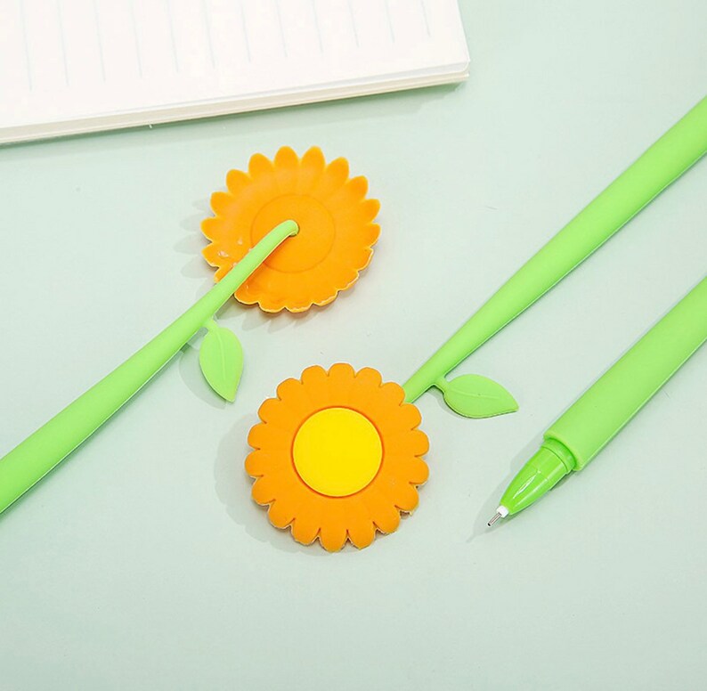 Sunflower Gel Pen, Black Ink (0.5mm), Kawaii Stationery Gift - Etsy