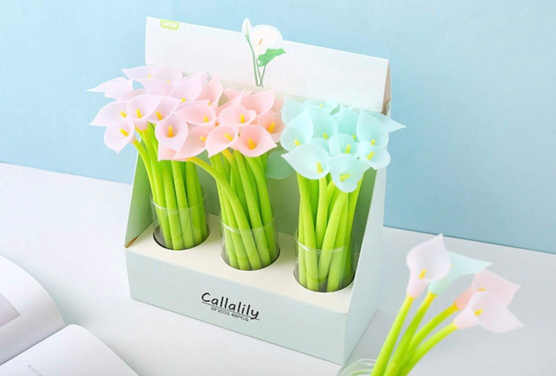 1 Pcs Calla Lily Flower Silicone Gel Pen Soft Modeling Black Ink Pen ...