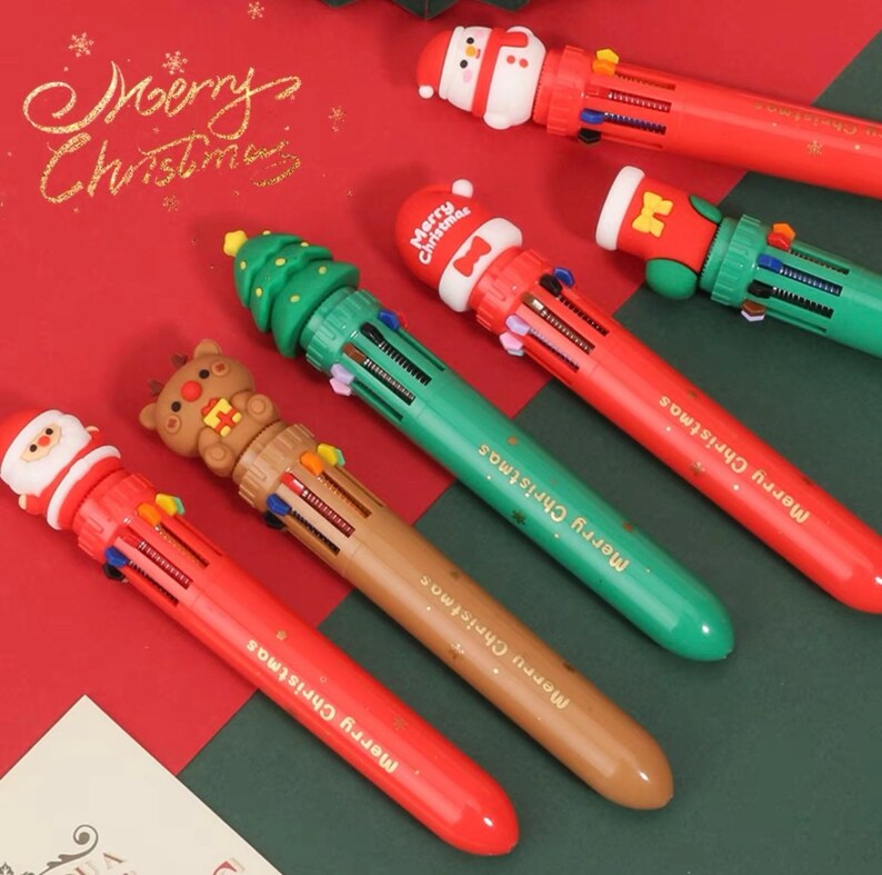Kawaii Christmas Ballpoint Pen: 10-color 0.5mm Novelty Pen - Etsy