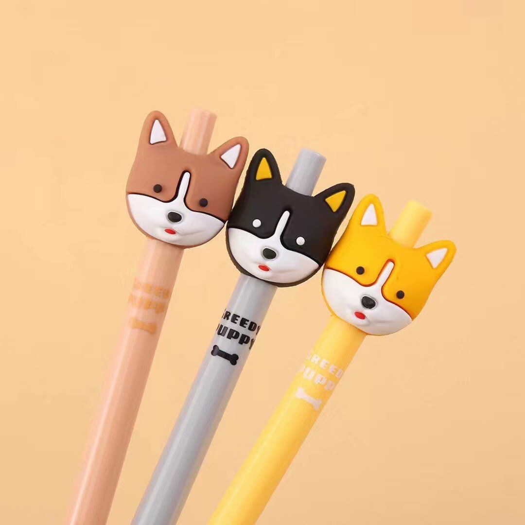 1 Pcs Cute Corgi Press Gel Pen Funny Animal Writing 0.5mmblack Test Pen ...