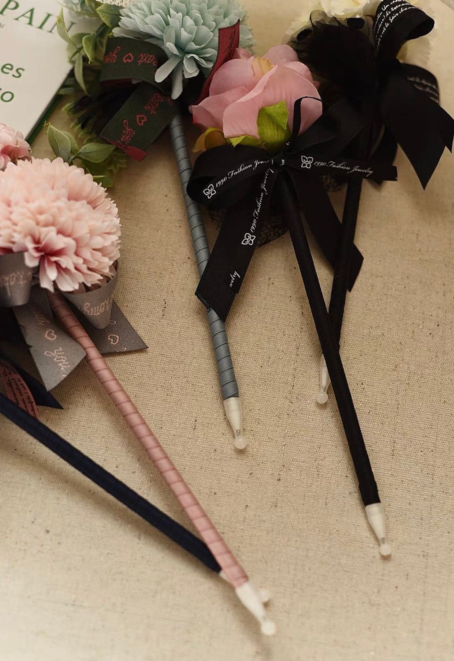 Rose Flower Ballpoint Pen With Bow - Valentine's Gift, Office Pen - Etsy