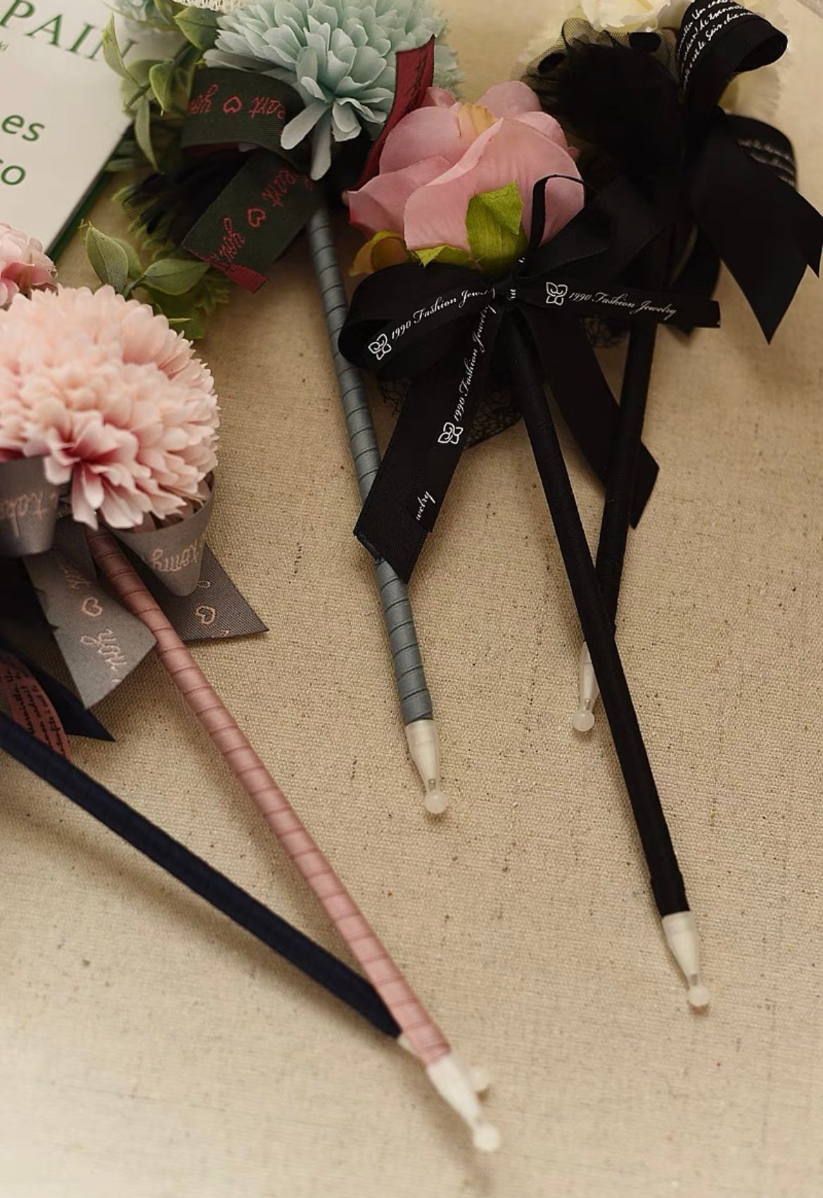 Rose Flower Ballpoint Pen With Bow - Valentine's Gift, Office Pen - Etsy