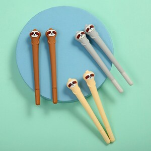 1 Pcs Cute Sloth Silicone Gel Pen Soft Modeling Black Ink Pen Smooth ...