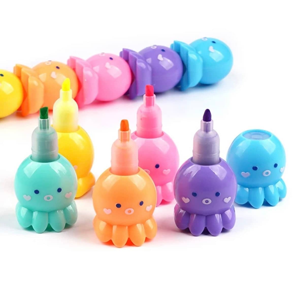 5 Colors Fluorescent Scribble Pen Cute Octopus Highlighter Set - Etsy