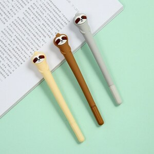 1 Pcs Cute Sloth Silicone Gel Pen Soft Modeling Black Ink Pen Smooth ...