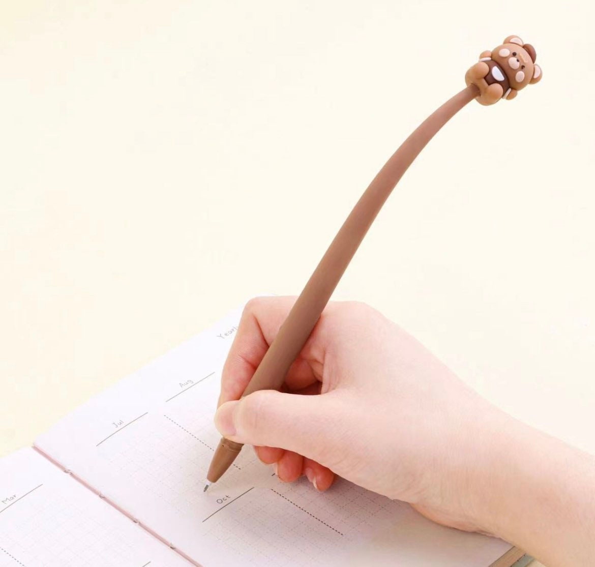 1 Pcs Cute Coffee Bear Silicone Gel Pen Soft Modeling Black Ink Pen ...