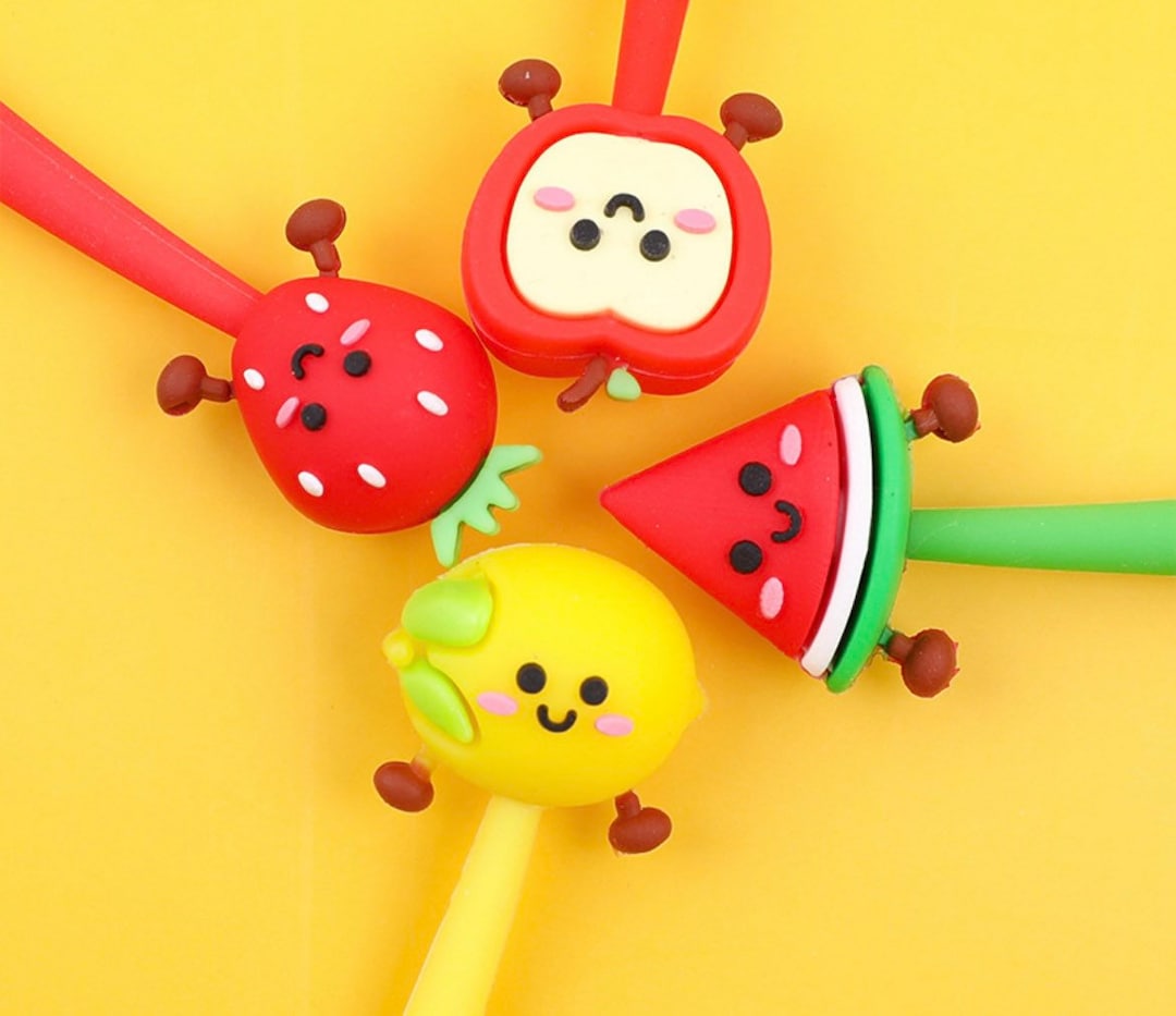 1 Pcs Cute Fruits Silicone Gel Pen Soft Modeling Black Ink Pen Smooth ...