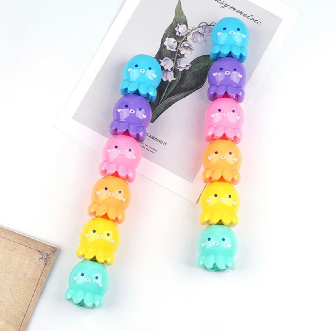 5 Colors Fluorescent Scribble Pen Cute Octopus Highlighter Set - Etsy