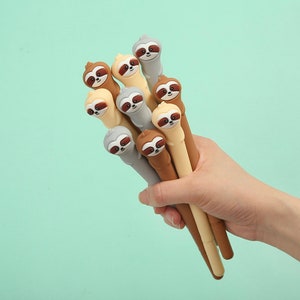 1 Pcs Cute Sloth Silicone Gel Pen Soft Modeling Black Ink Pen Smooth ...