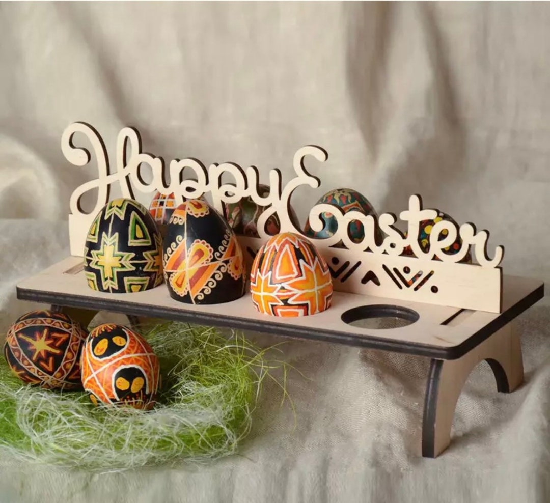 Wooden Easter Egg Shelves Egg Stand Easter Decoration for Home Bunny ...