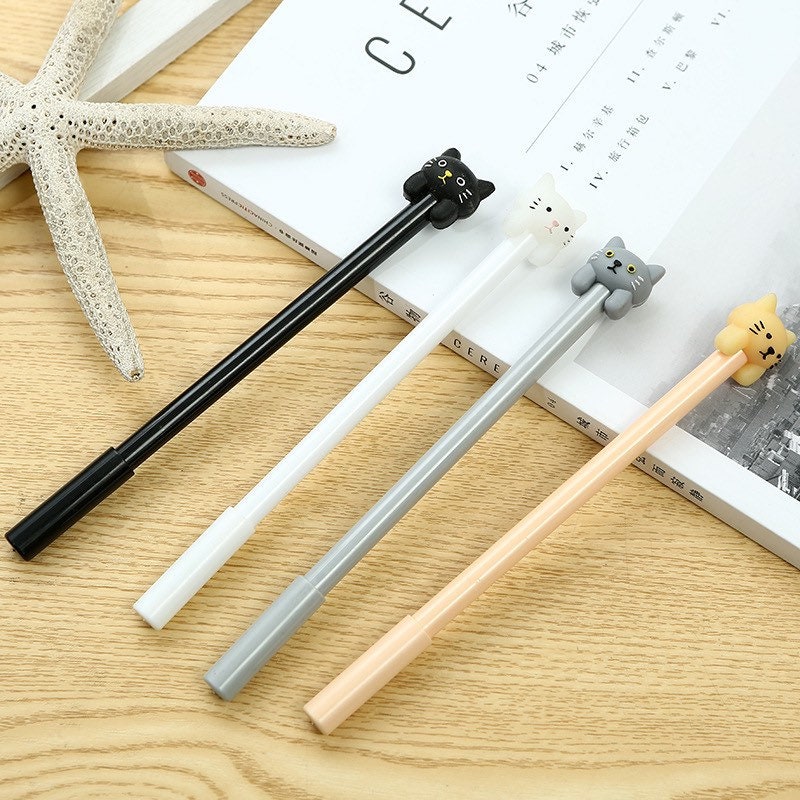 Kawaii Cat Gel Pen: Black Ink, Cute Stationery Gift - Etsy