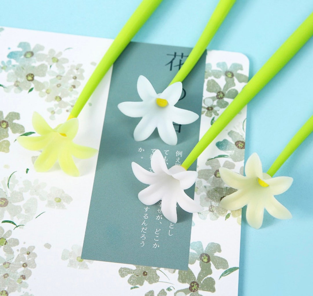 1 Pcs Cute Lily Flower Silicone Gel Pen Soft Modeling Black Ink Pen ...