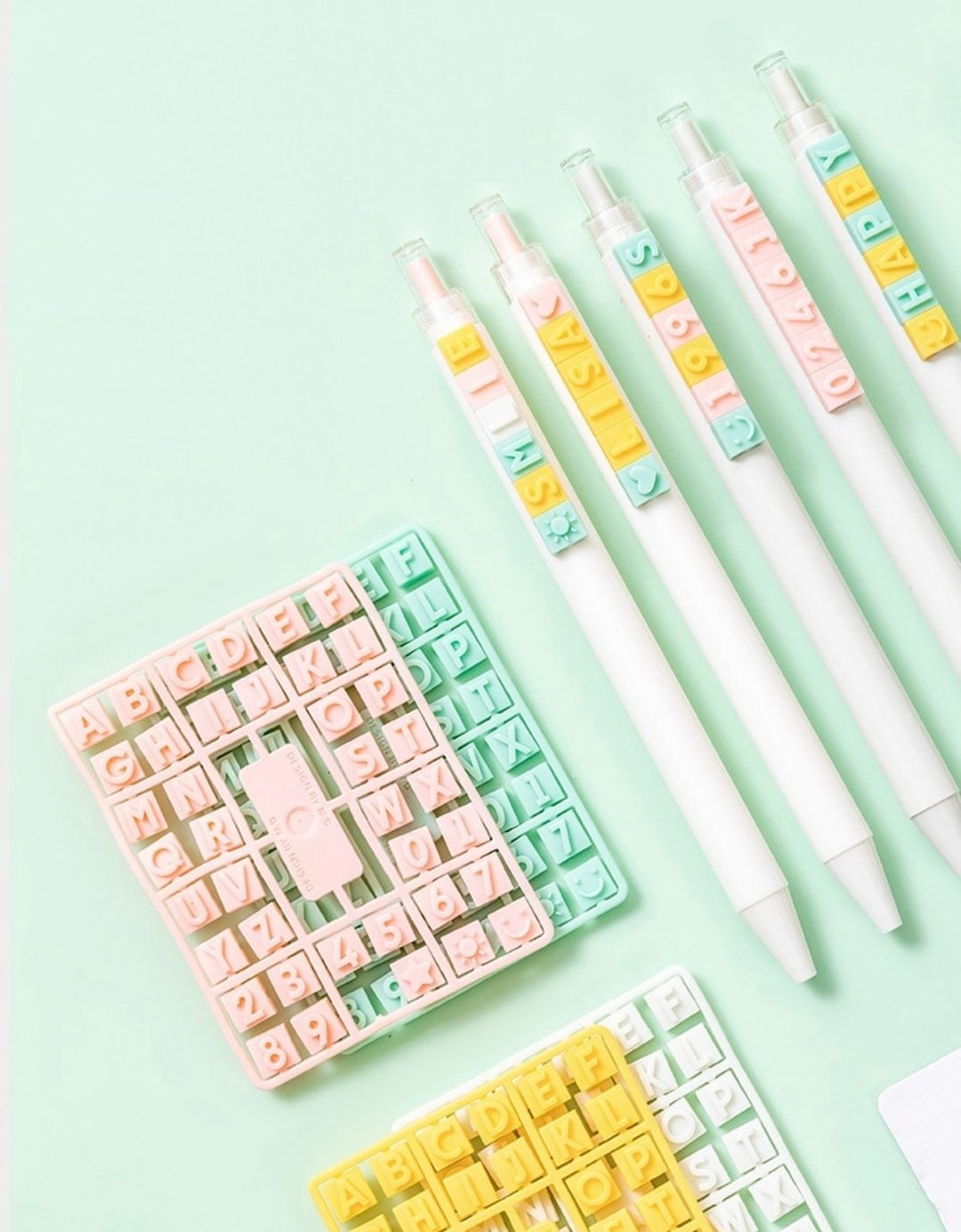 2pcs Colorful Letter Pen Set Alphabet Number Color Block Building for ...