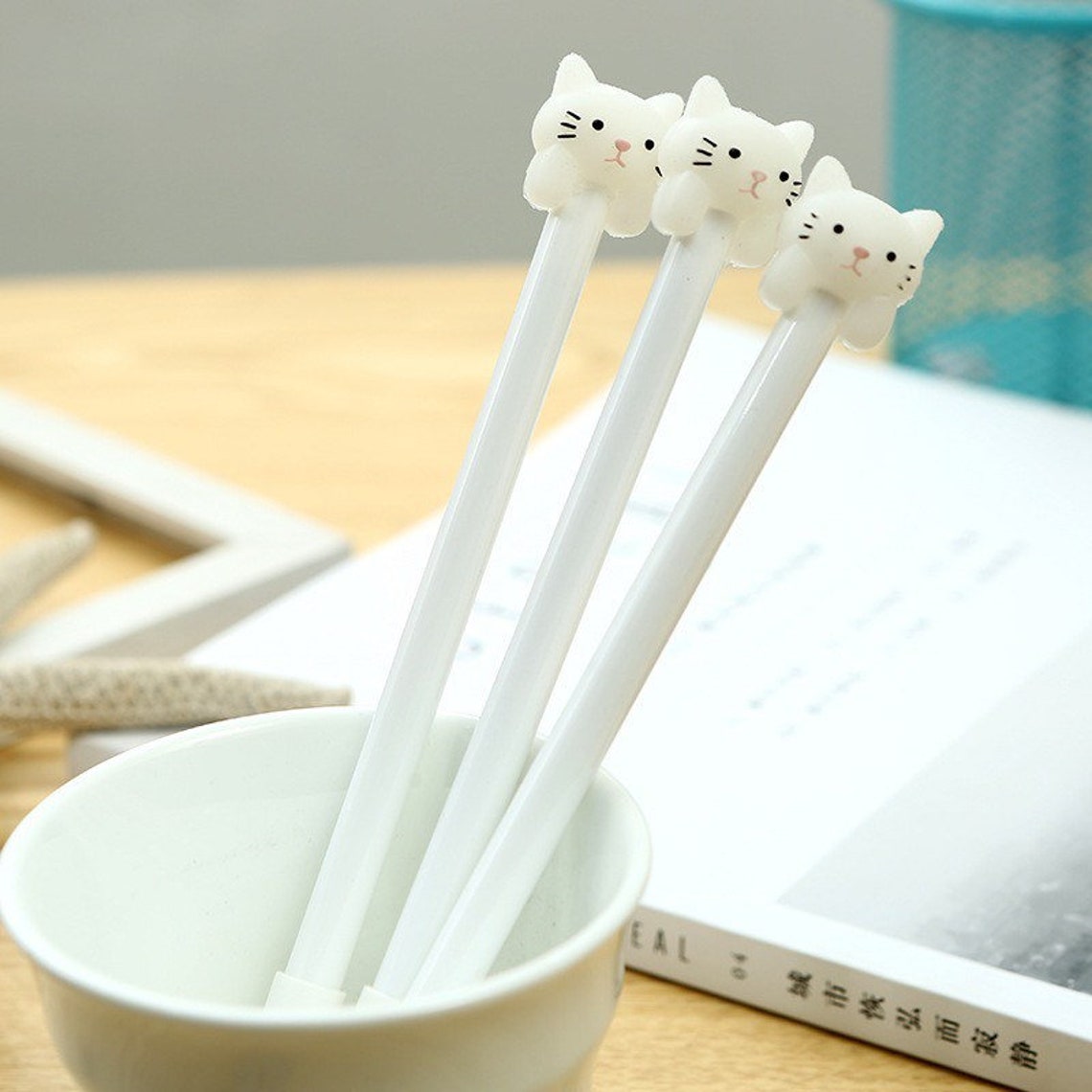Kawaii Gel Pens for Writing Cute Cat Black Ink Pen Office School ...
