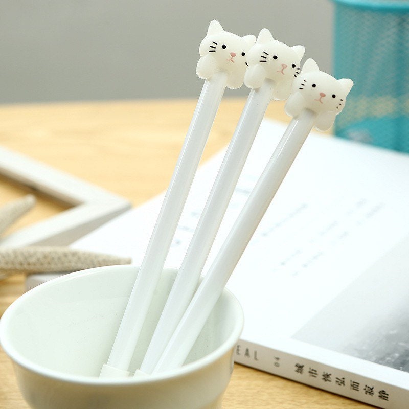 Kawaii Gel Pens for Writing Cute Cat Black Ink Pen Office School ...