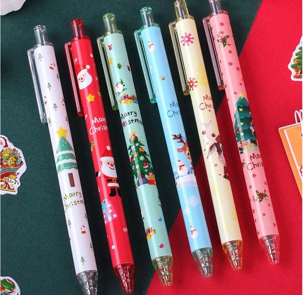 6pcs/set Kawaii Christmas Gel Pen Cute Christmas Tree Reindeer Santa ...