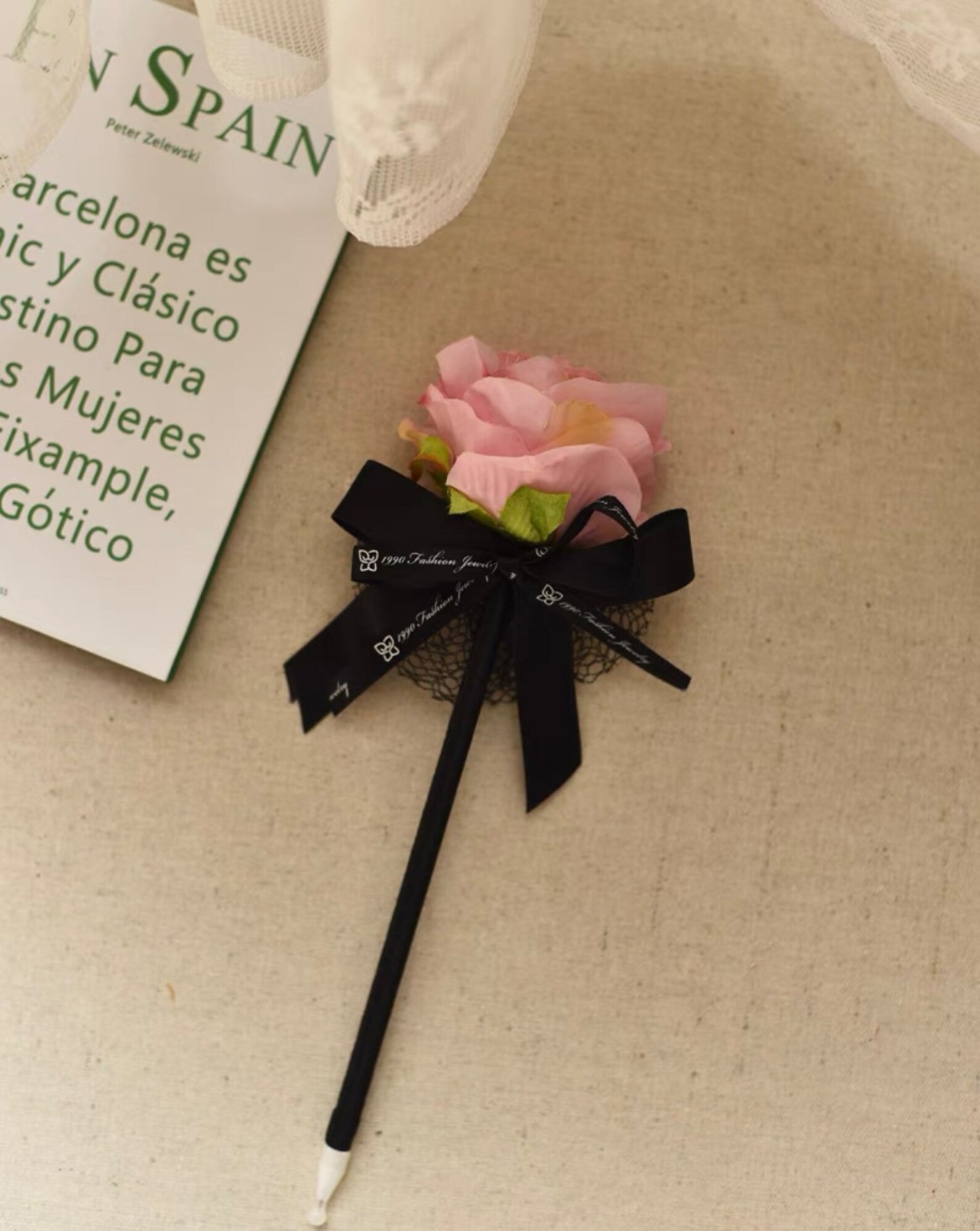 Rose Flower Ballpoint Pen With Bow - Valentine's Gift, Office Pen - Etsy