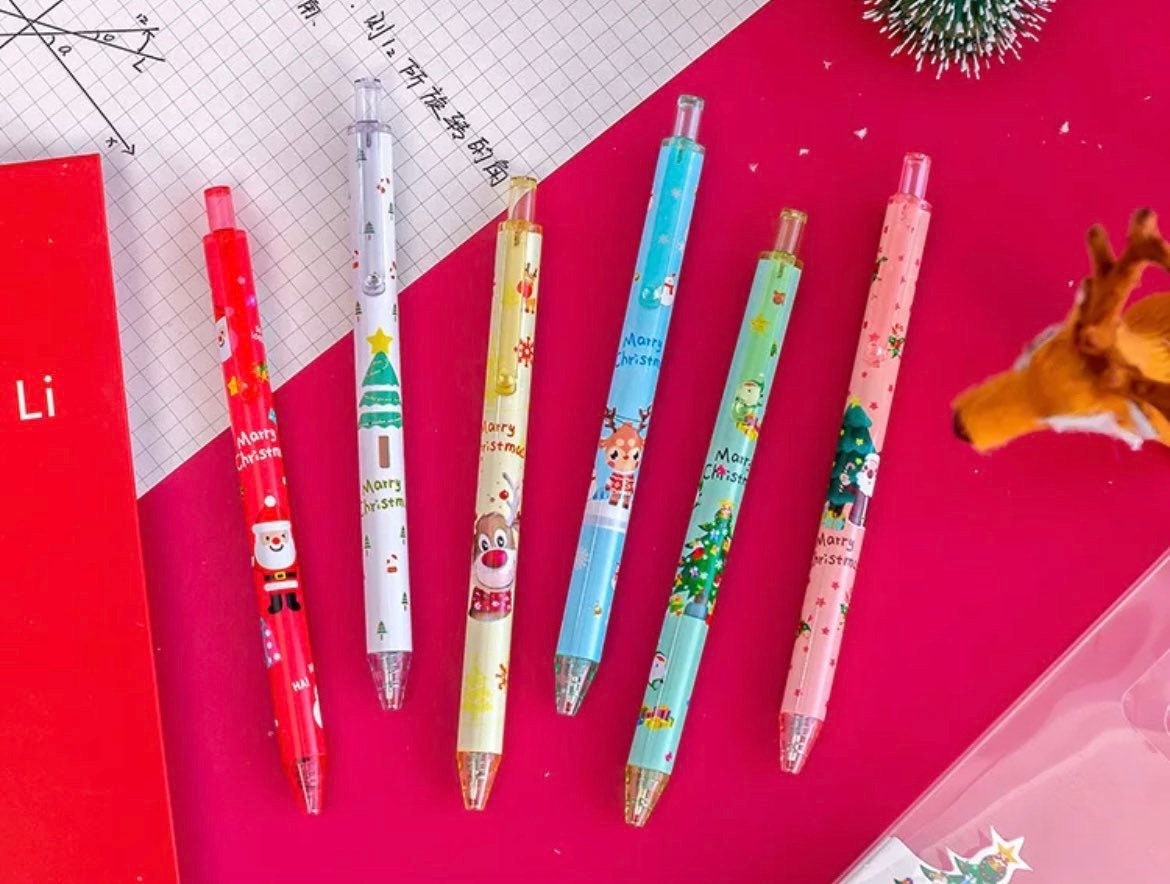 6pcs/set Kawaii Christmas Gel Pen Cute Christmas Tree Reindeer Santa ...