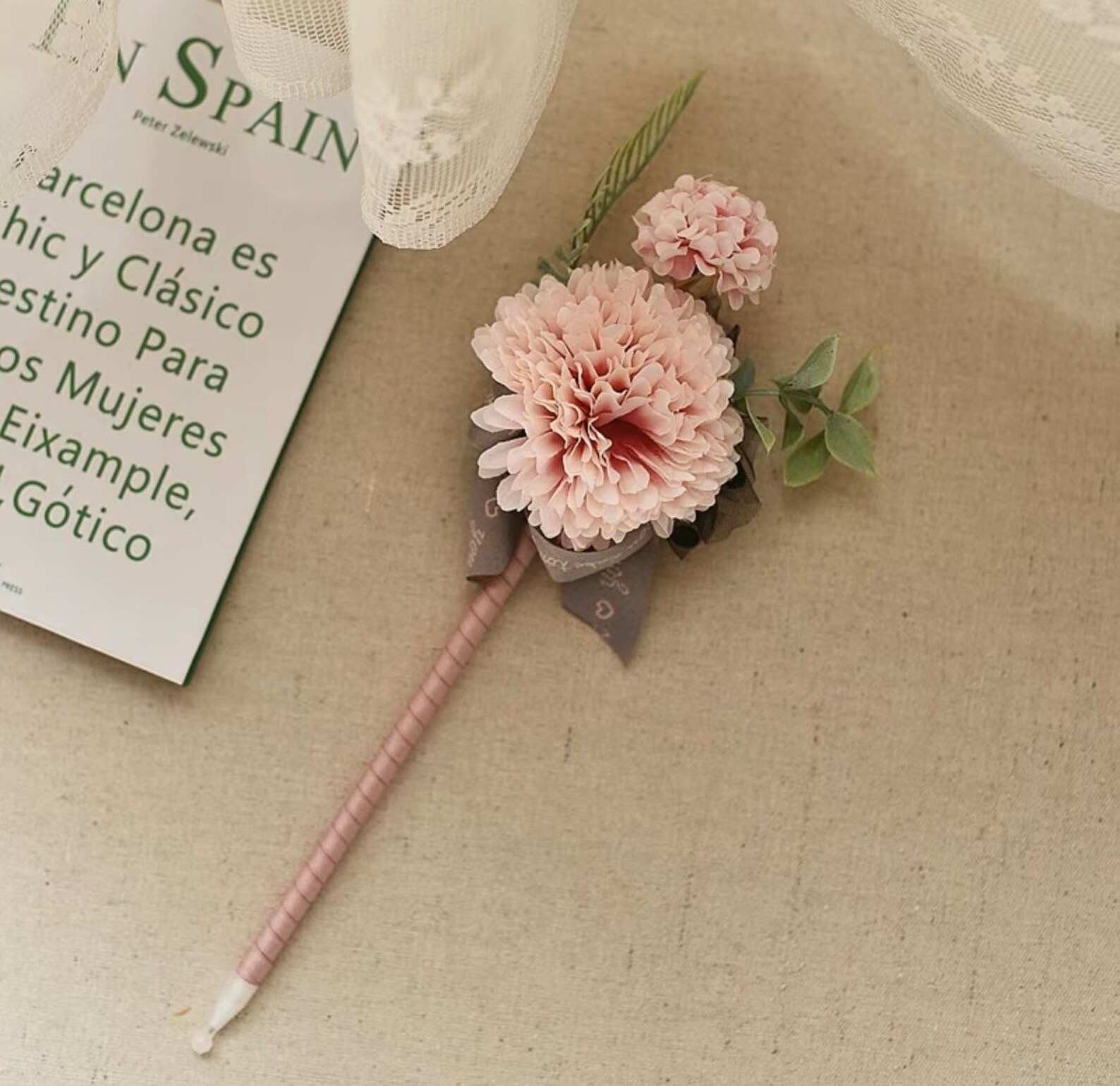 Rose Flower Ballpoint Pen With Bow - Valentine's Gift, Office Pen - Etsy