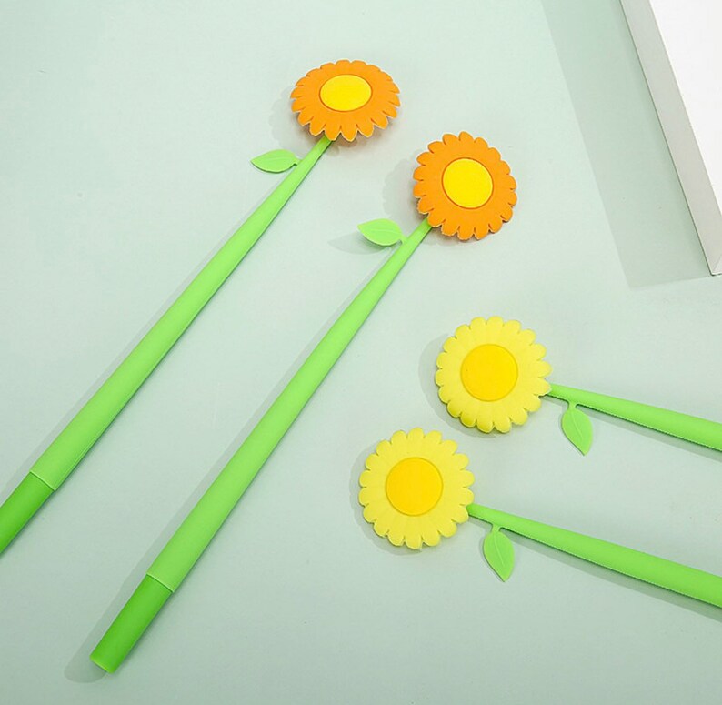 Sunflower Gel Pen, Black Ink (0.5mm), Kawaii Stationery Gift - Etsy